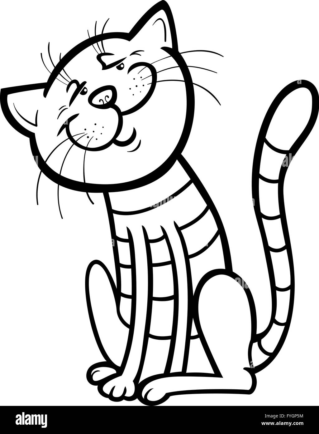 happy cat cartoon for coloring book Stock Photo - Alamy