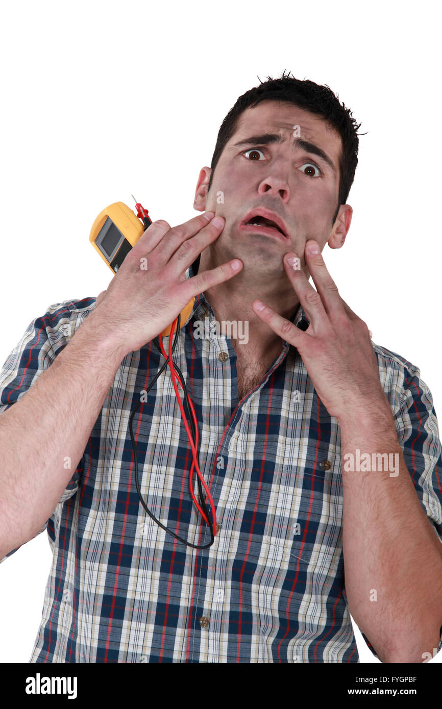 portrait of electrician after electrical hazard Stock Photo - Alamy