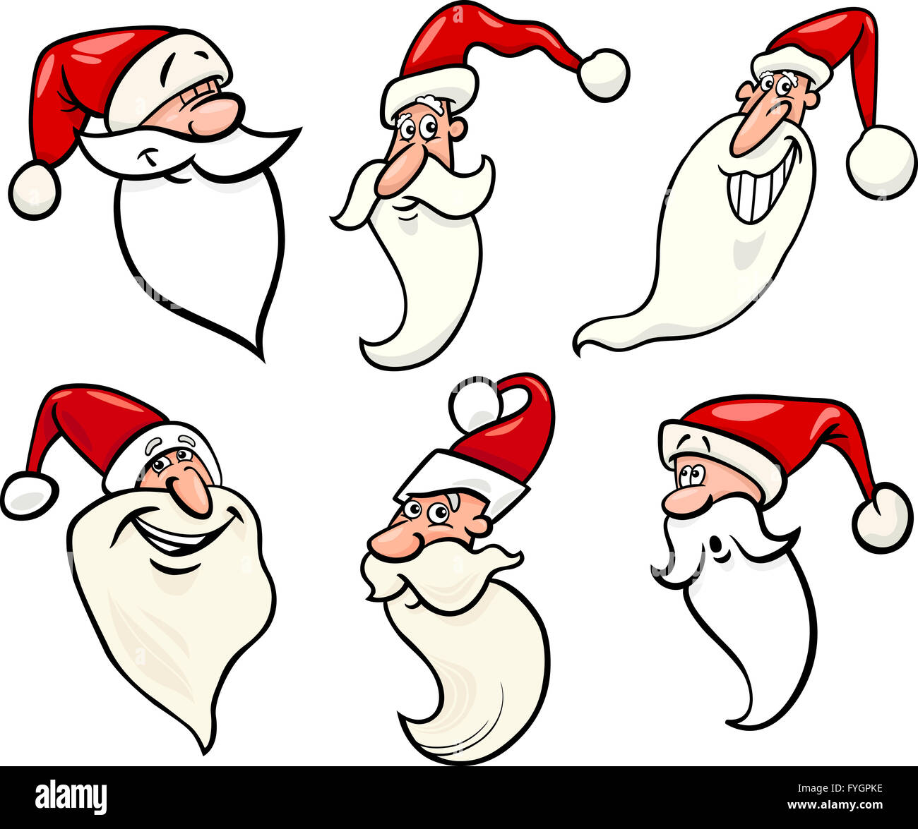 funny santa claus cartoon faces icons set Stock Photo - Alamy
