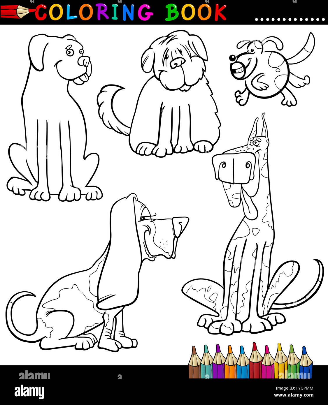 Cartoon Dogs or Puppies for Coloring Book Stock Photo - Alamy
