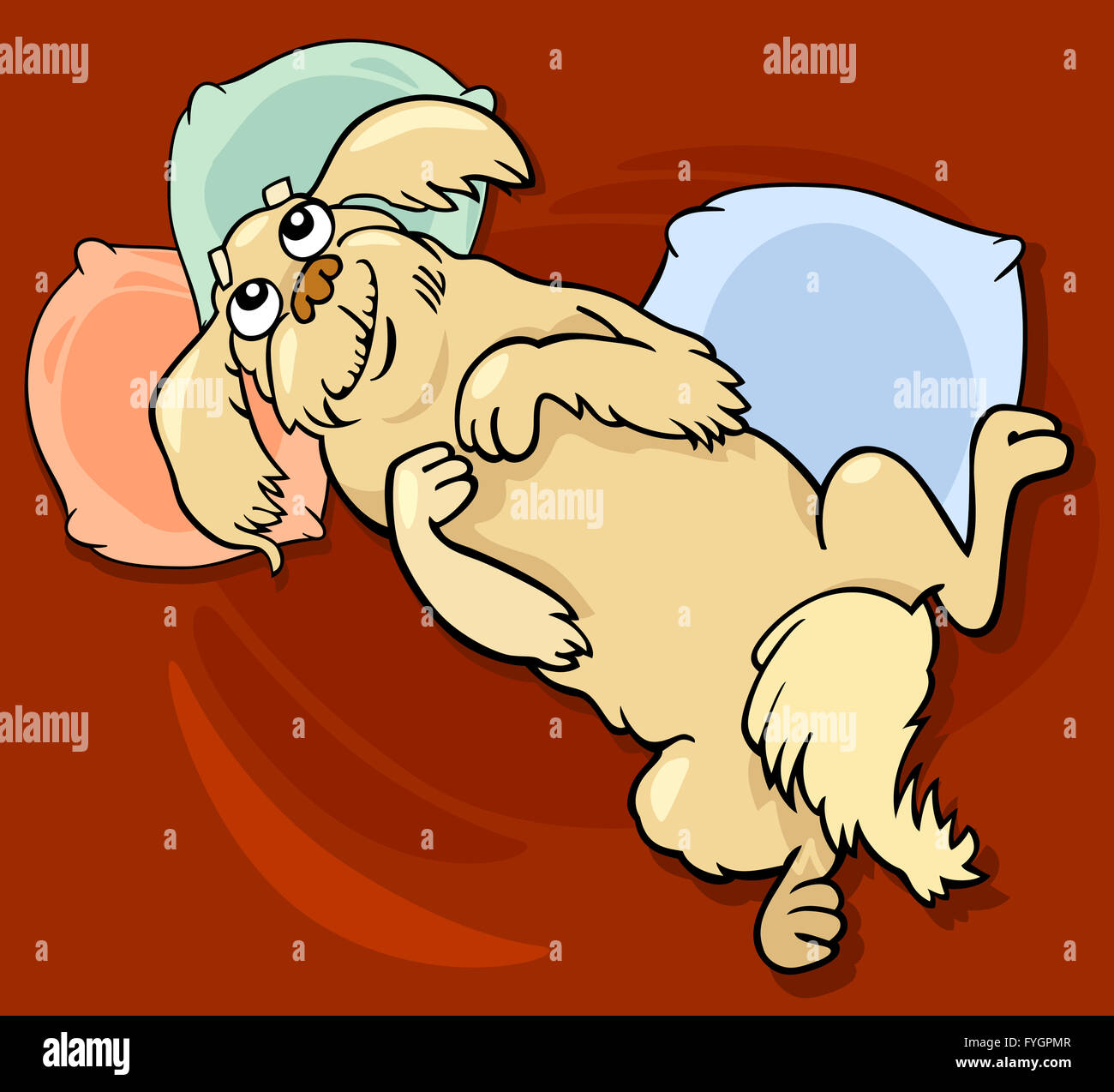 happy fluffy dog cartoon illustration Stock Photo - Alamy