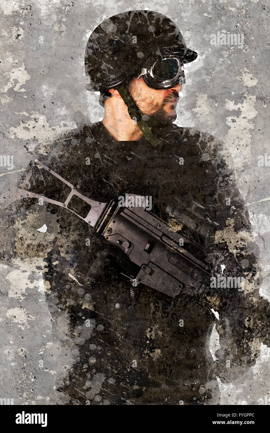 Artistic portrait with textured background, police Stock Photo - Alamy