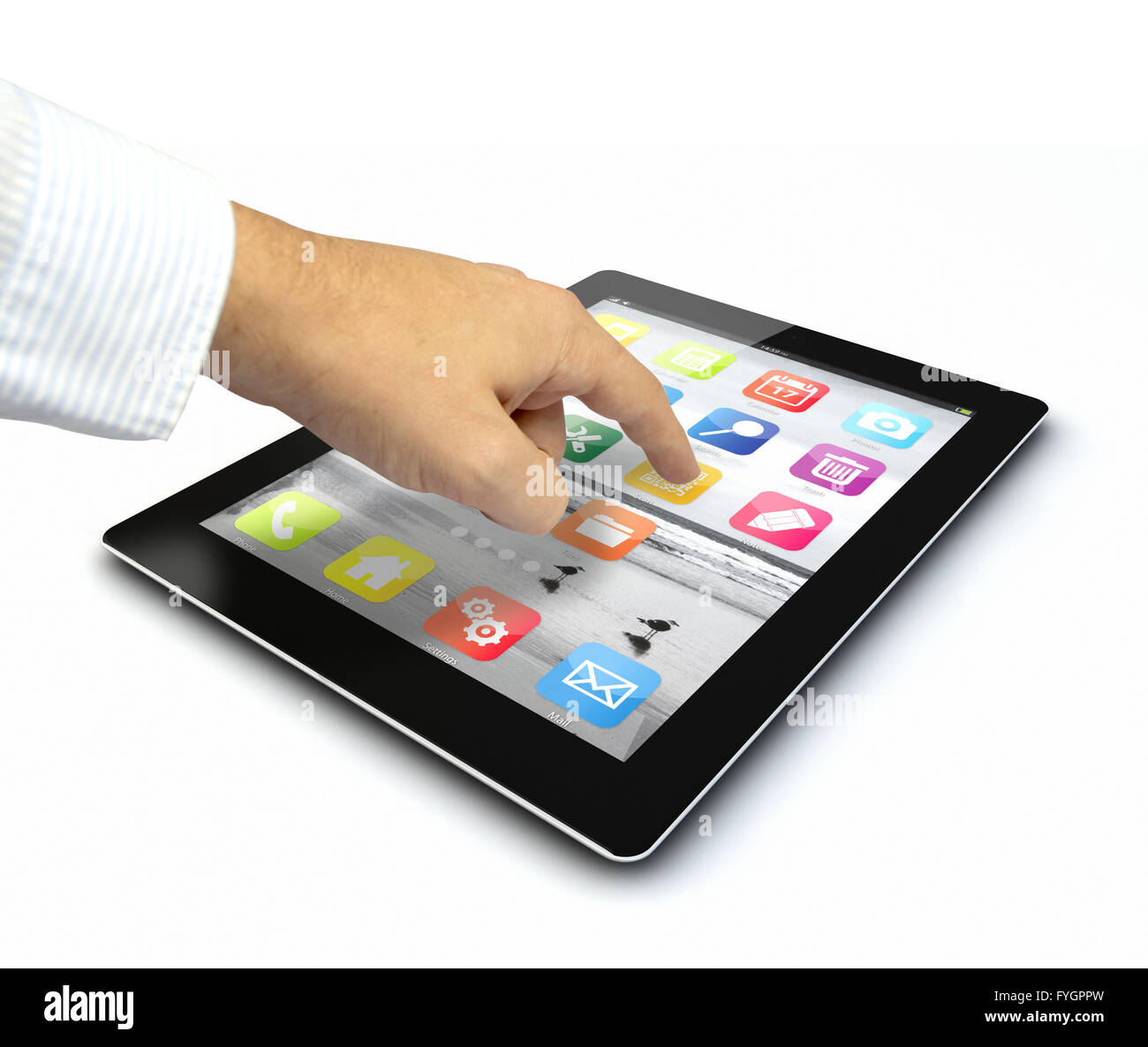 Hand touching computer technology Cut Out Stock Images & Pictures - Alamy