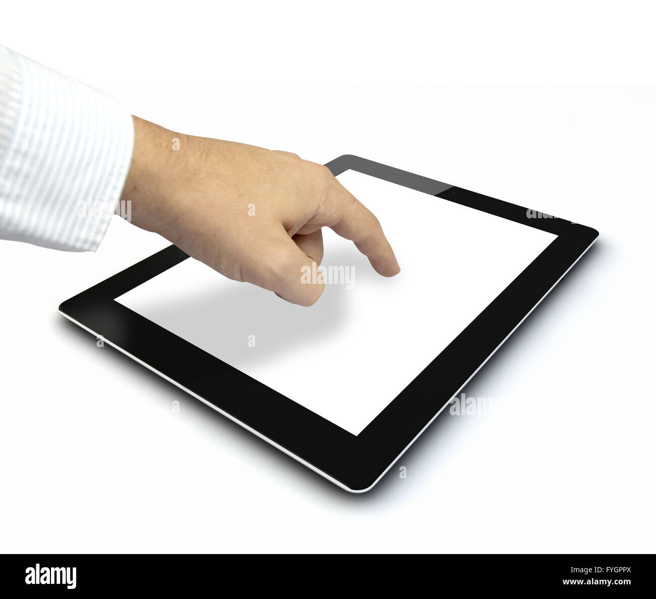 Hand touching computer technology Cut Out Stock Images & Pictures - Alamy