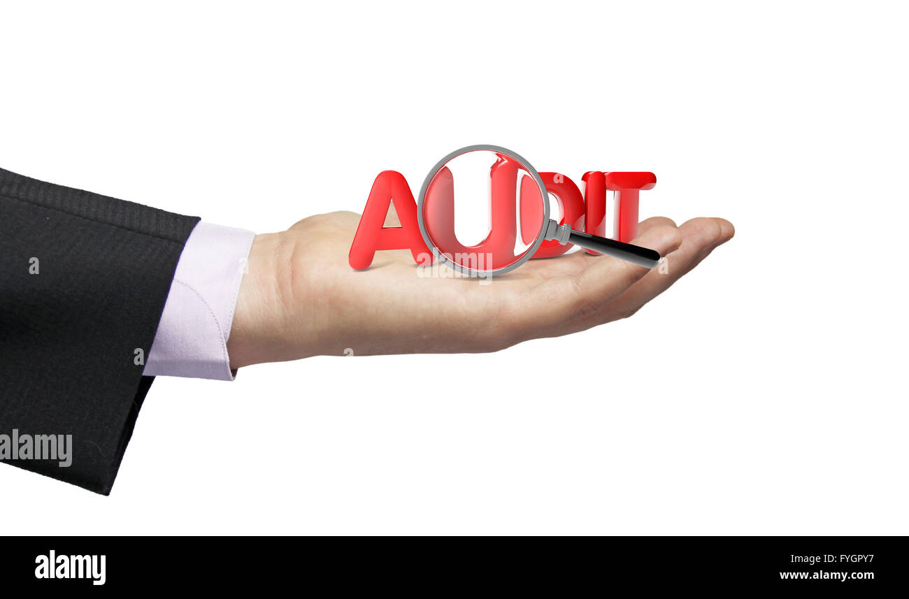 audit word render over a businessman hand Stock Photo - Alamy