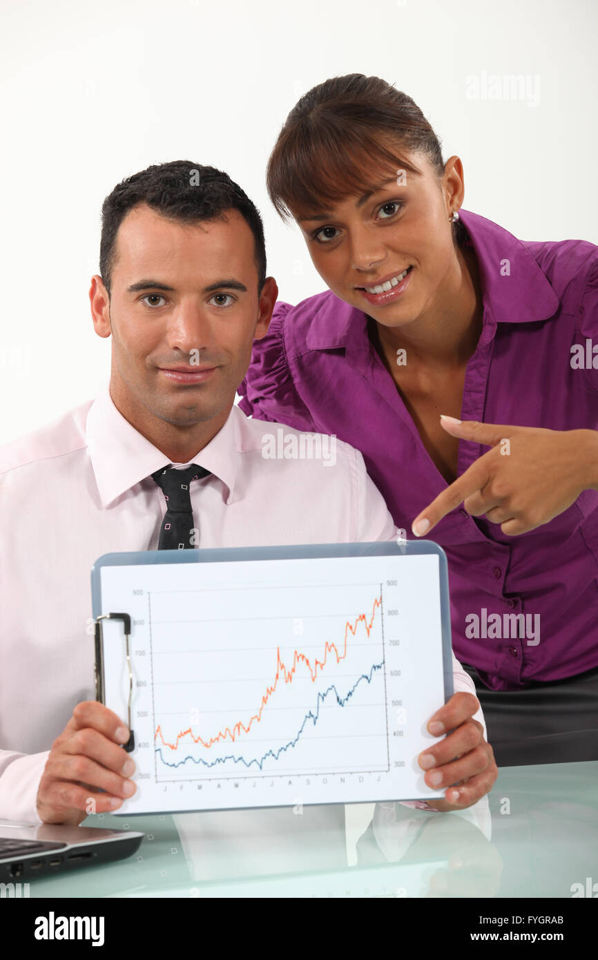 Business partners happy with annual performance Stock Photo - Alamy