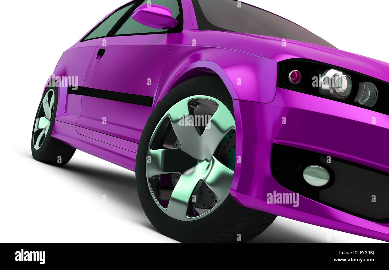 design concept: pink car render on white background Stock Photo - Alamy