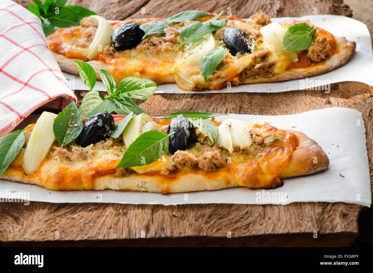 Mini tuna pizza Stock Photo - Alamy