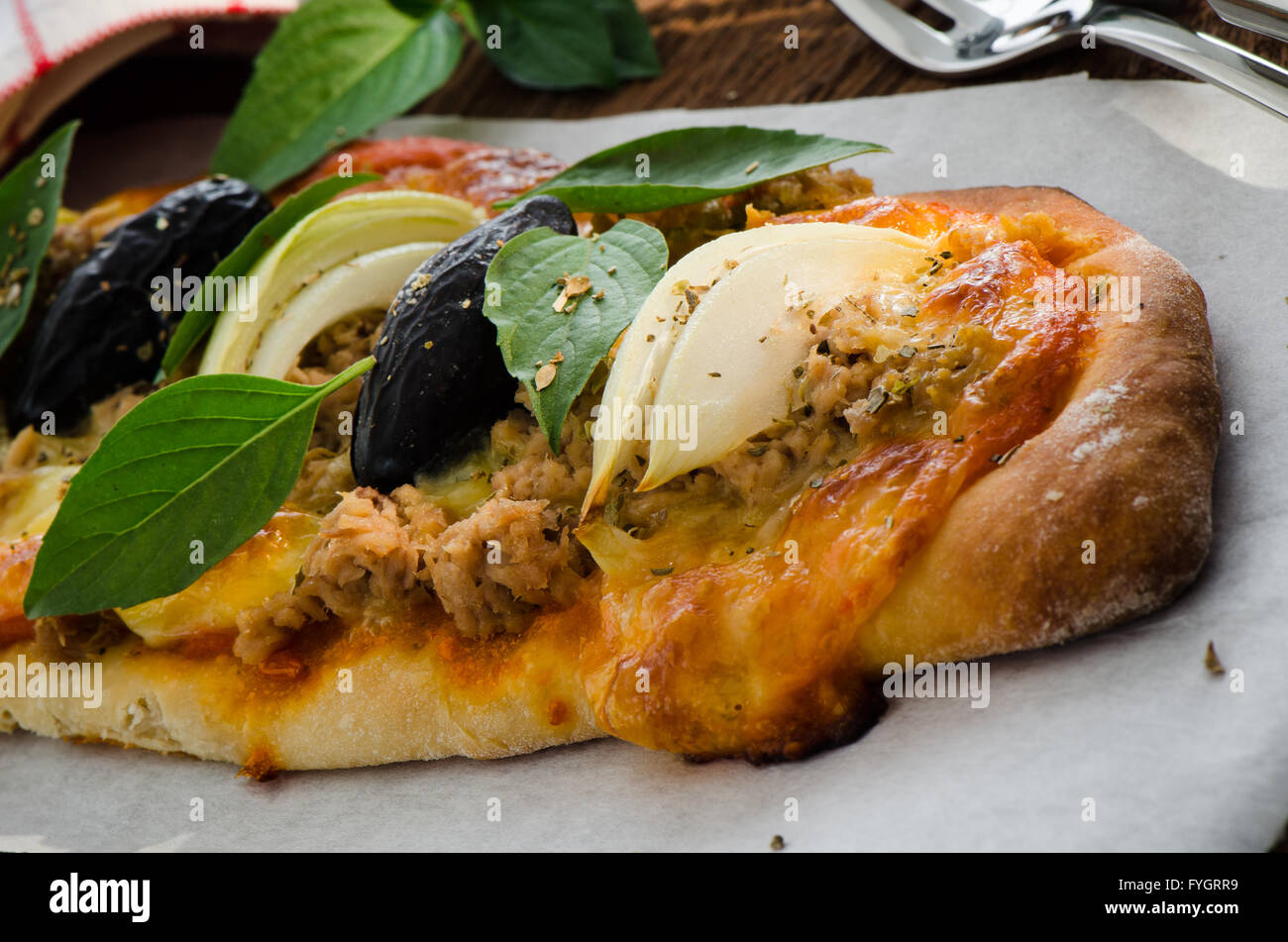 Mini tuna pizza Stock Photo - Alamy
