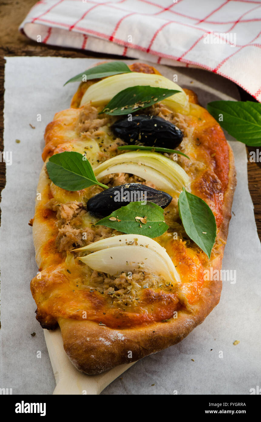 Mini tuna pizza Stock Photo - Alamy