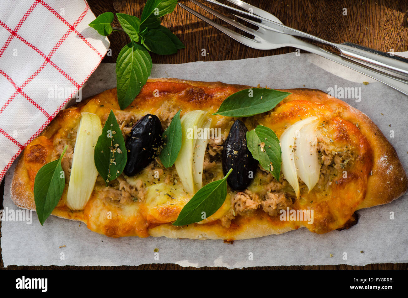 Mini tuna pizza Stock Photo - Alamy