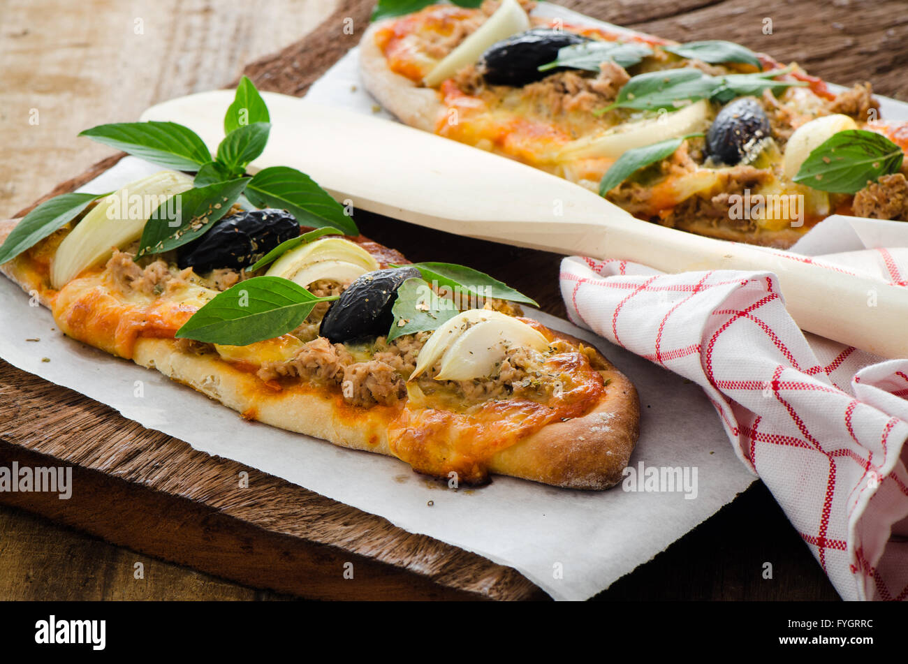 Mini tuna pizza Stock Photo - Alamy
