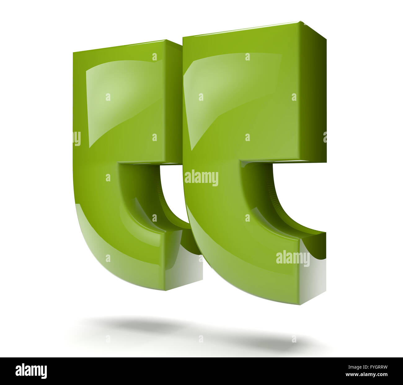 render of green reflective quotes sign Stock Photo - Alamy