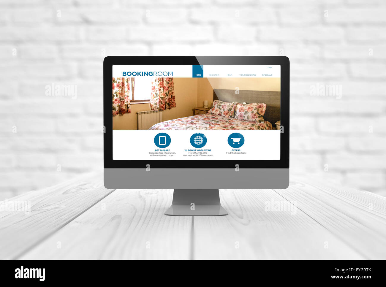 computer digital generated with booking web on the screen. All screen ...