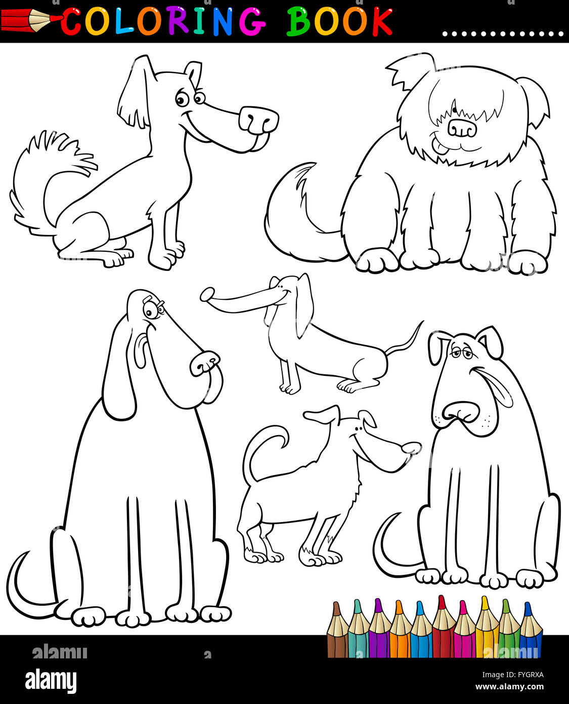 Cartoon dogs puppies coloring book hi-res stock photography and images ...
