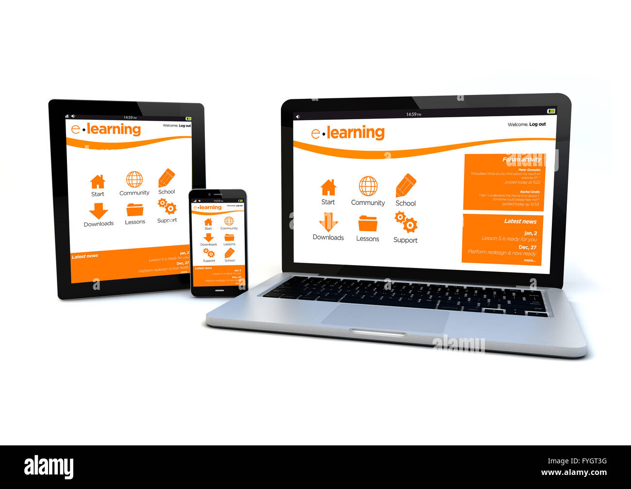 render of an smartphone, a tablet pc and a computer with a responsive ...