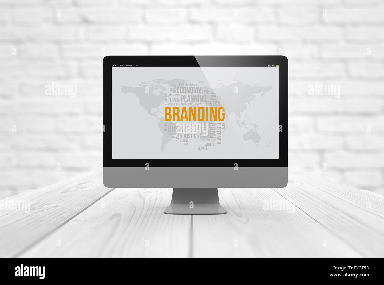 market concept: computer digital generated with branding on the screen ...