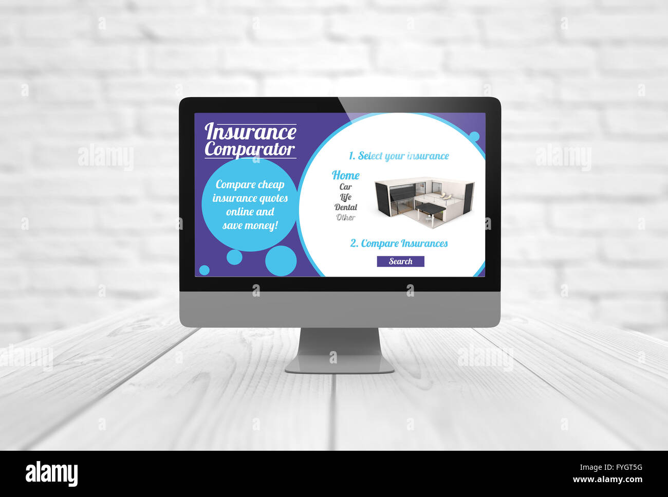 insurance concept: computer digital generated with insurance comparator ...
