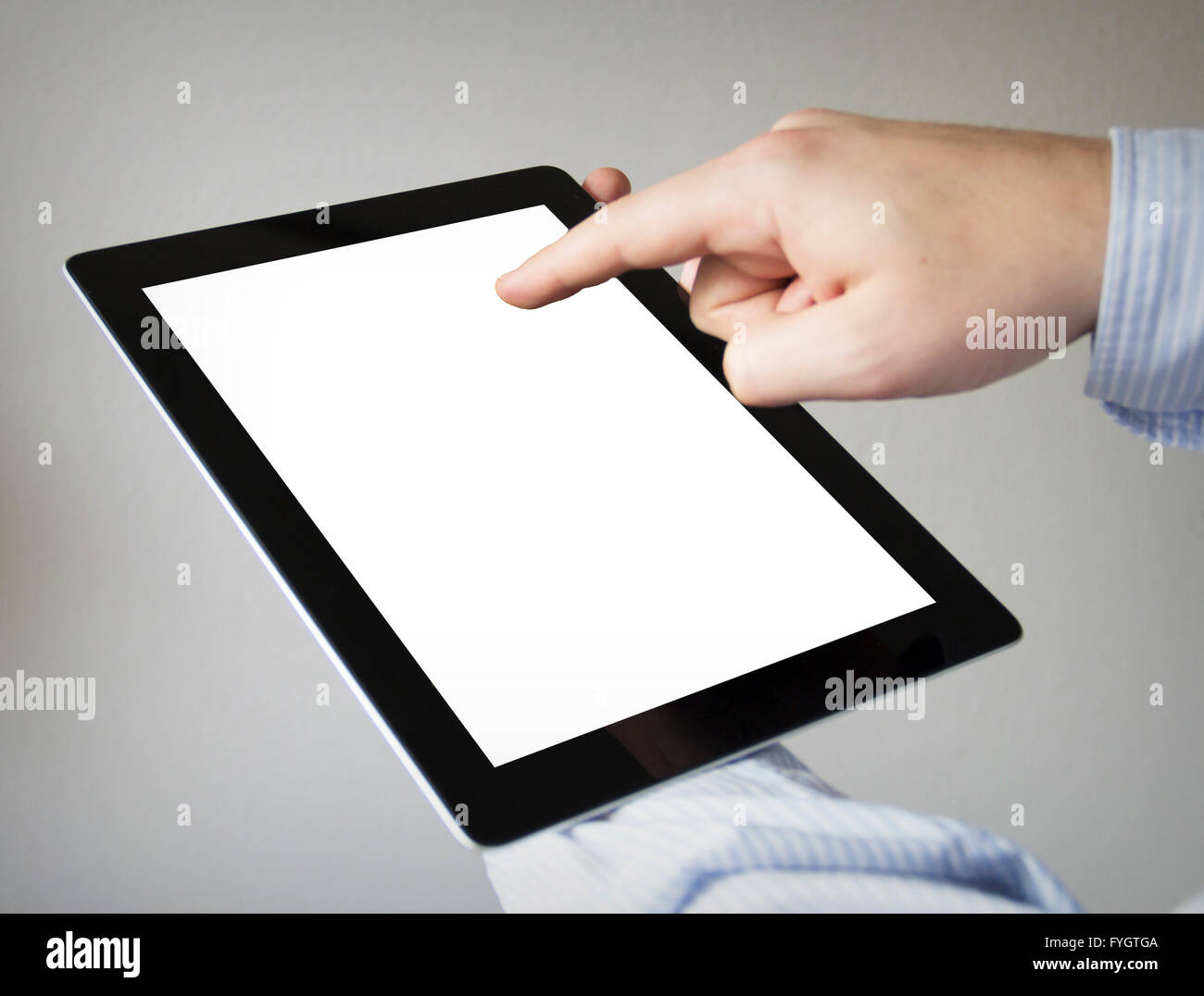 new technologies concept: mock-up ready tablet with hands interacting ...