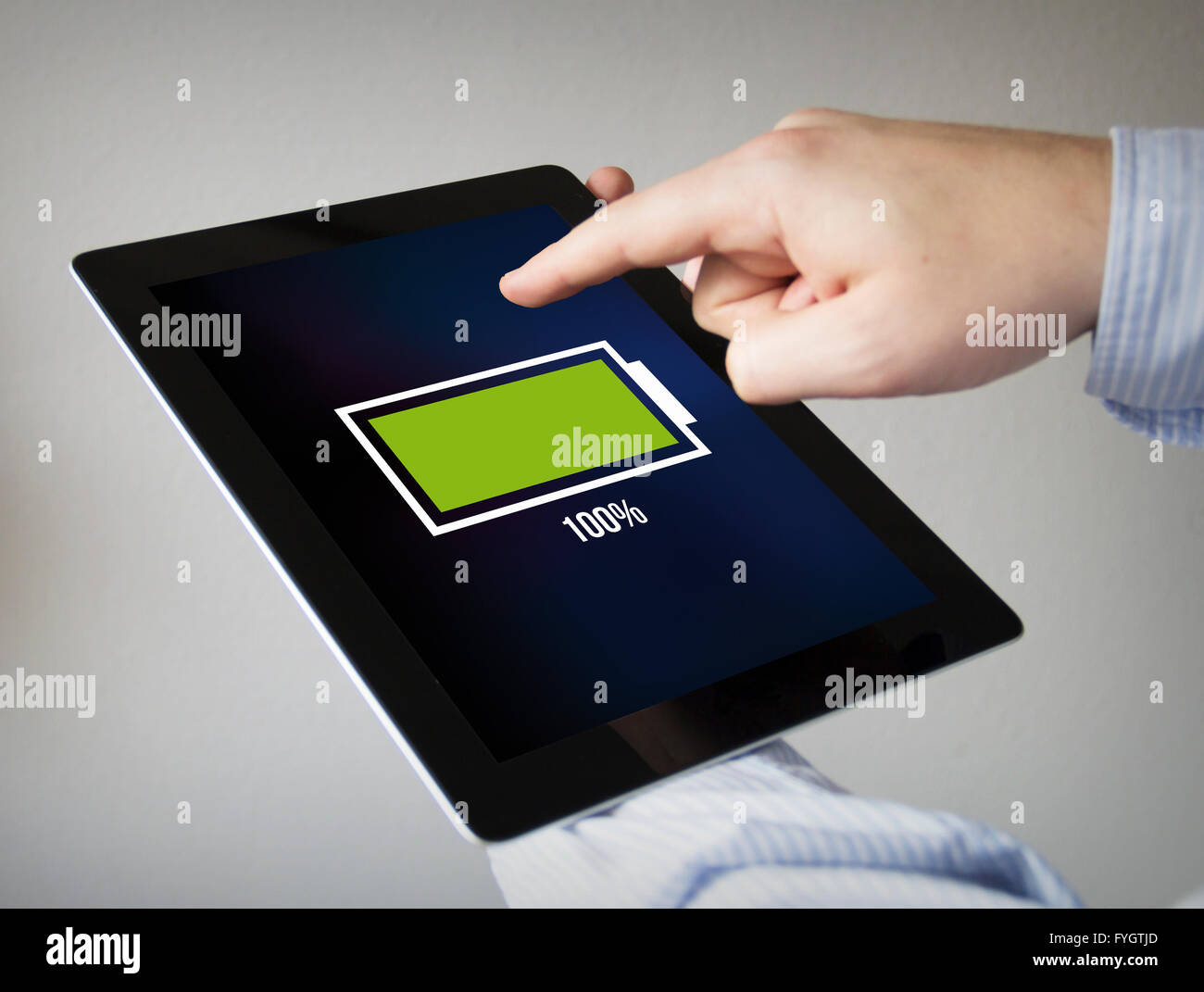 new technologies concept: hands with touchscreen tablet with full ...