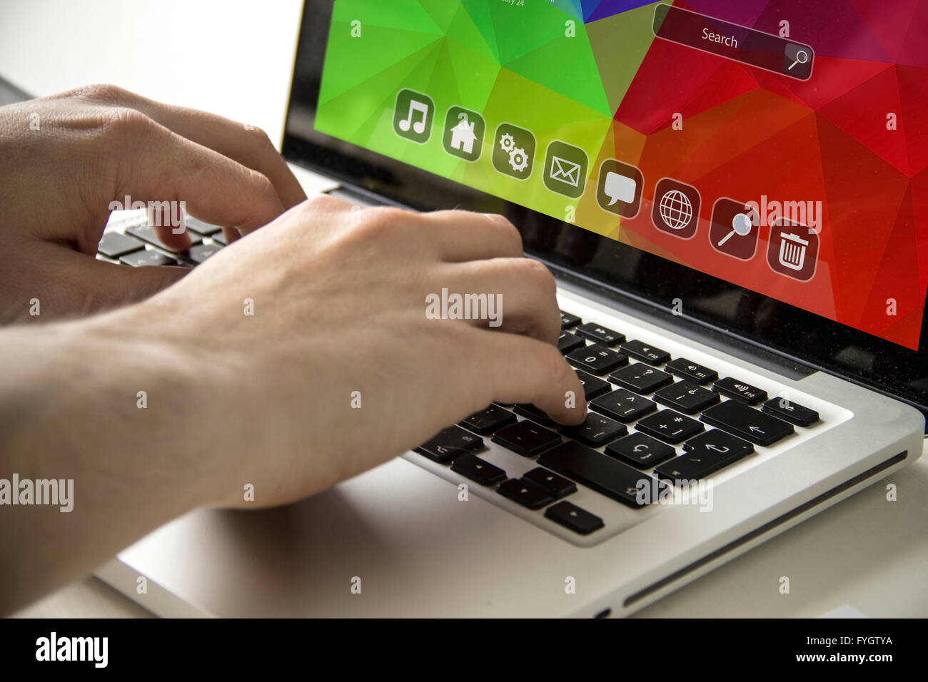 Image of man's hands typing. creative computer interface Stock Photo ...