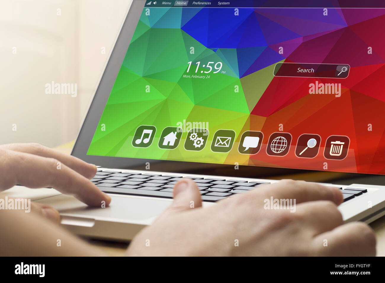 home computing concept: man using a laptop Stock Photo - Alamy