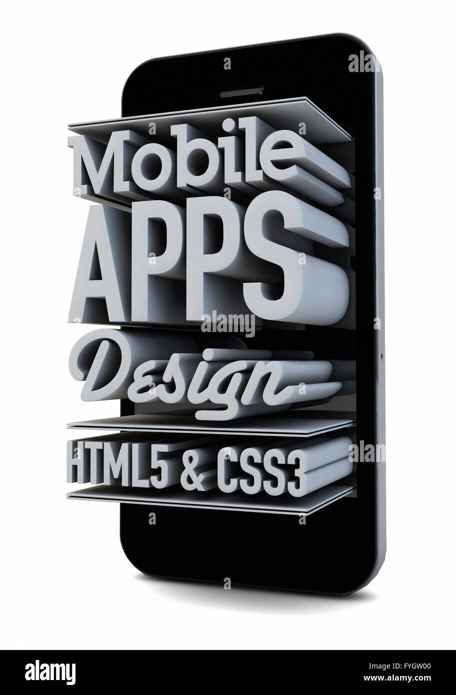 render of a smartphone with text on the screen Stock Photo - Alamy