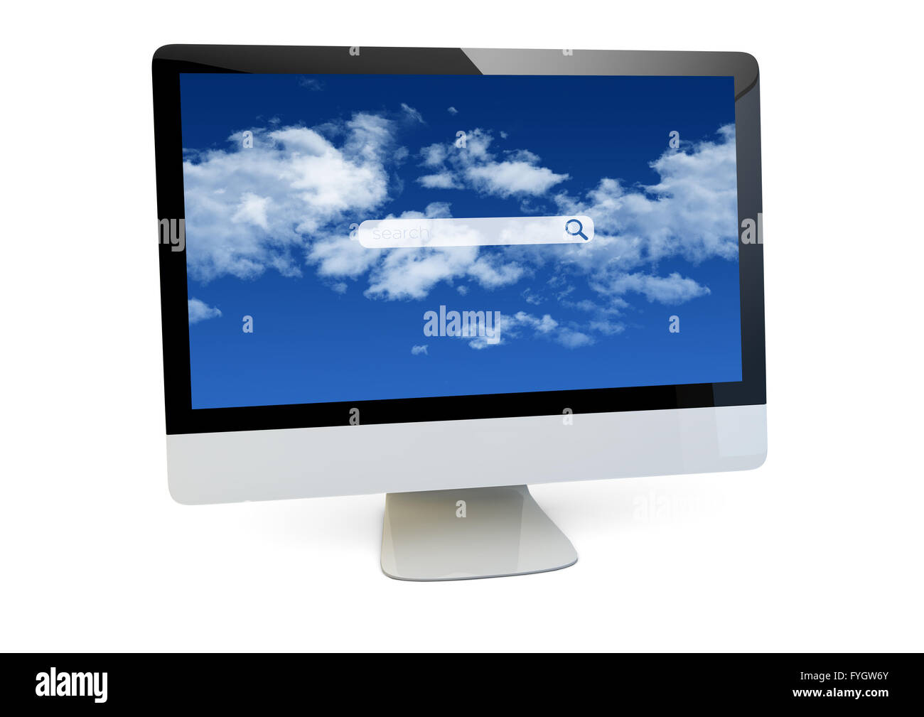 modern search online concept: render of a computer with search ...
