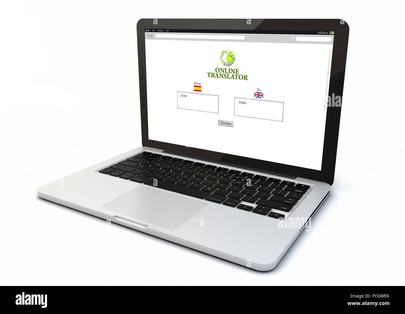 render of a 3d generated computer with online translation website on ...