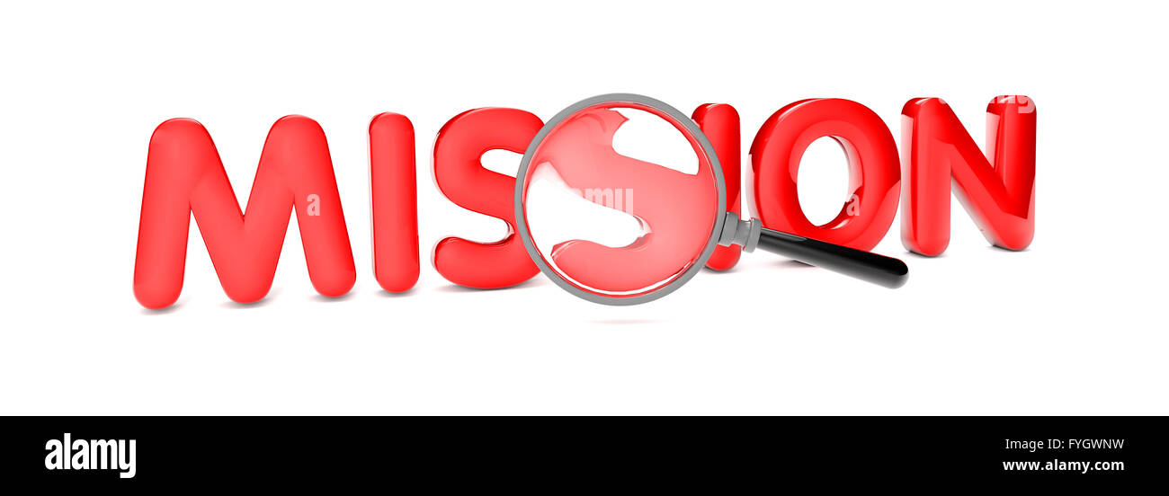 mission text isolated on white background Stock Photo - Alamy