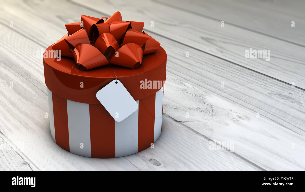 digital generated gift box with card blank over white background Stock ...