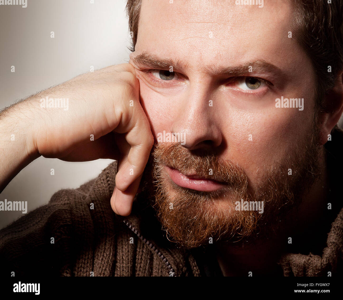 Portrait of Handsome Bearded Man Stock Photo - Alamy