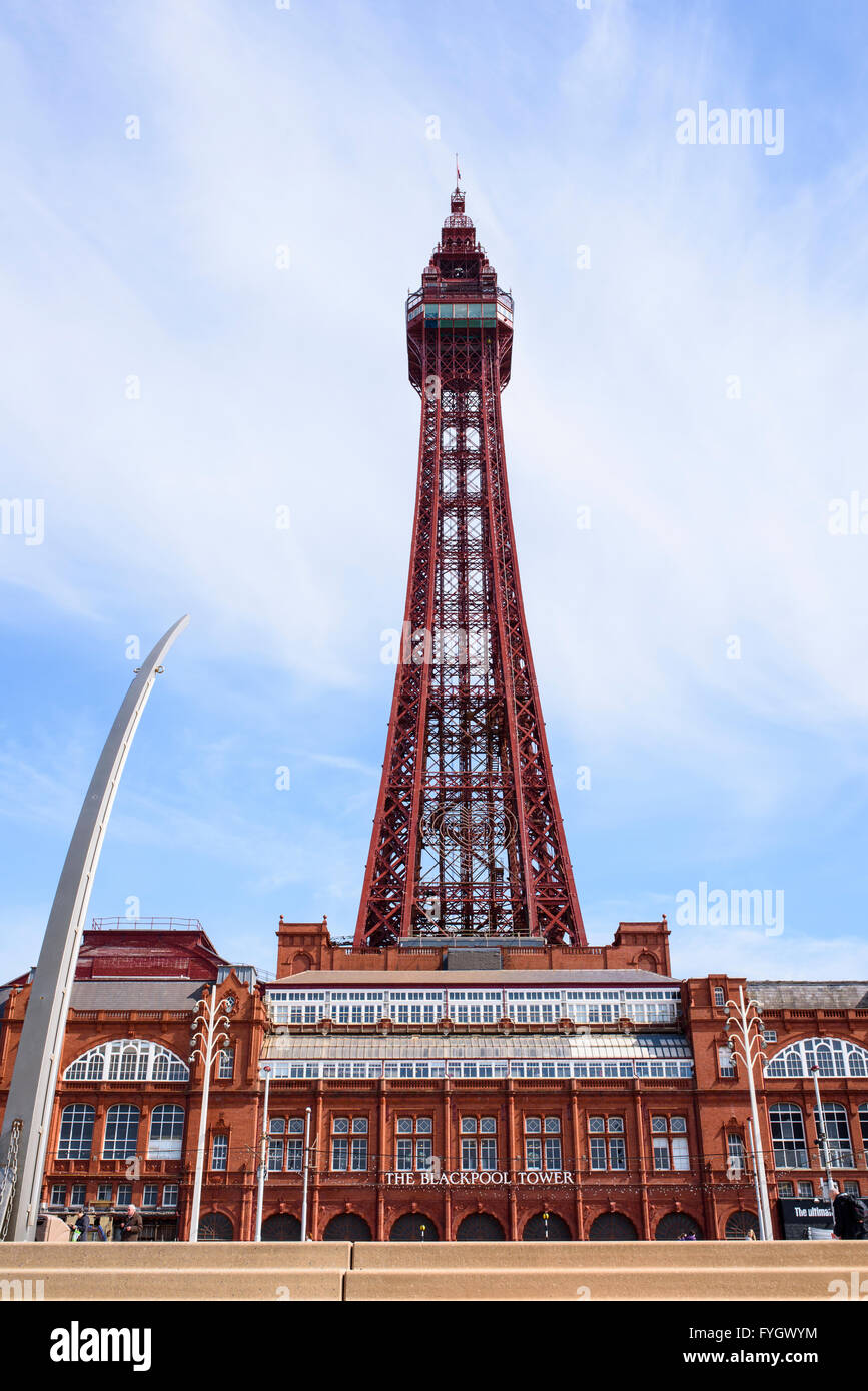 Front view of the Blackpool Tower without scaffolding in Blackpool ...