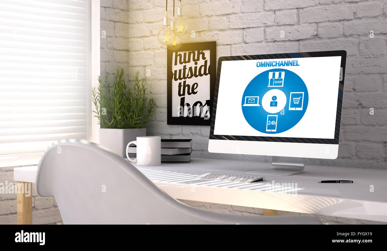 commercial concept: Computer generated with omnichannel scheme on the ...