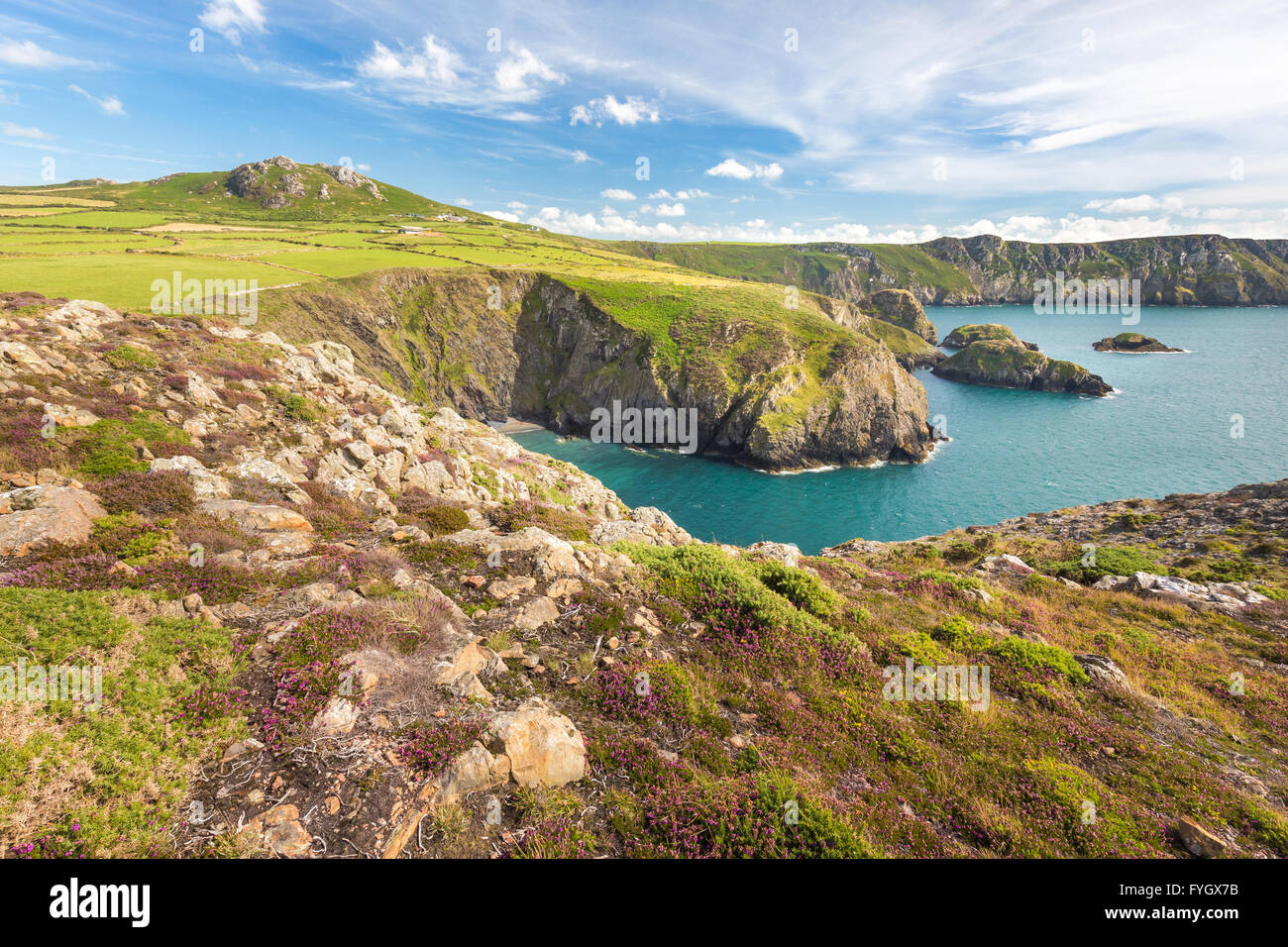 Porth Maenmelyn bay and the summit of Garn Fawr near to Pwll Deri ...