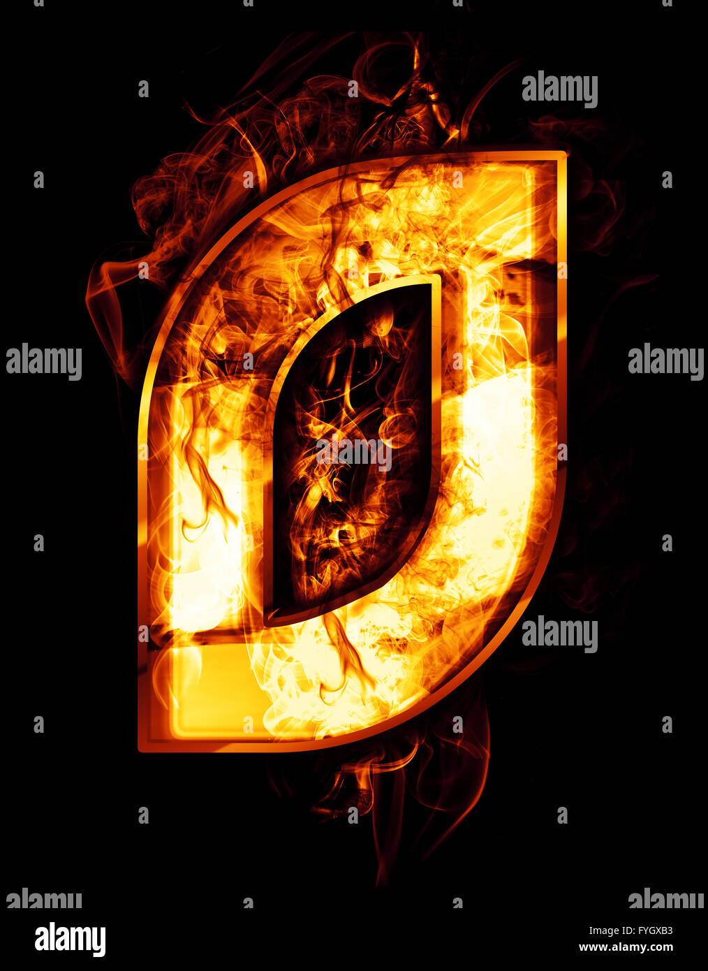 zero, illustration of number with chrome effects and red fire on black ...