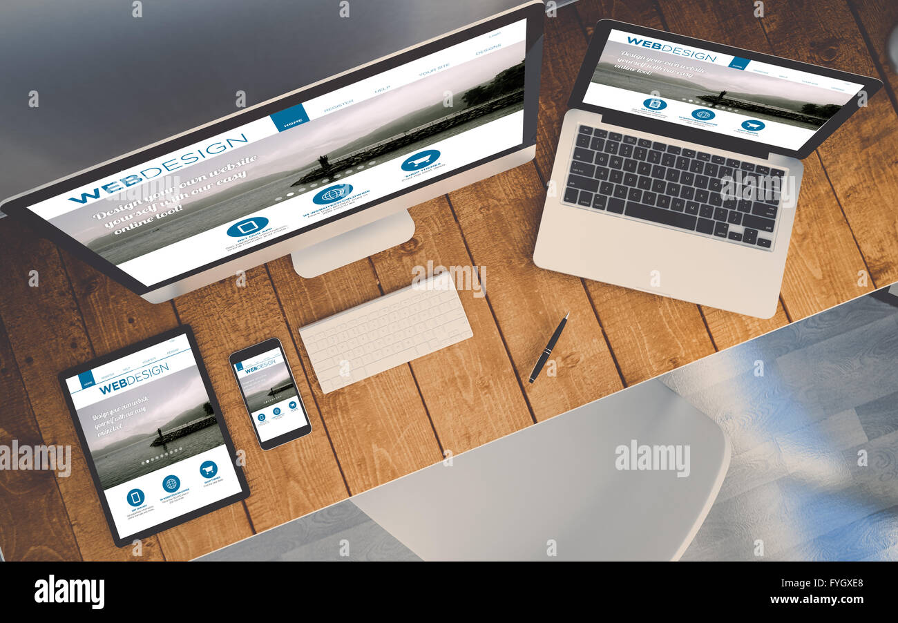 Responsive design laptop phone tablet hi-res stock photography and ...