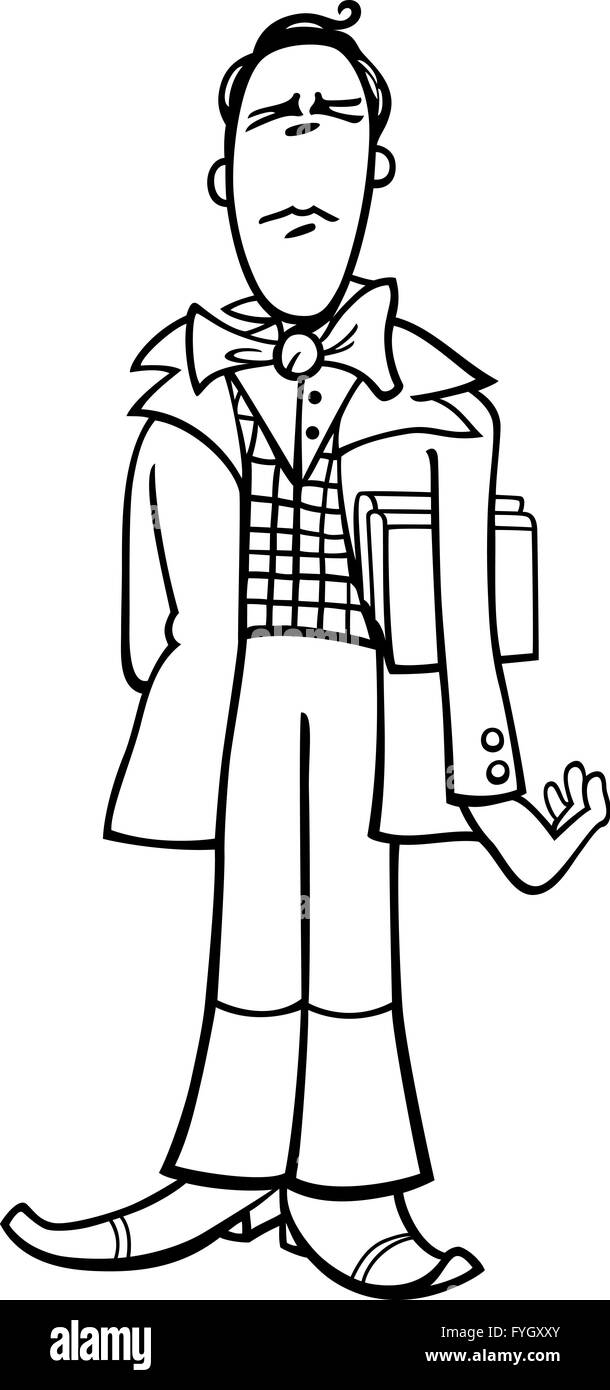 Cartoon poet or eccentric man caricature Stock Photo - Alamy