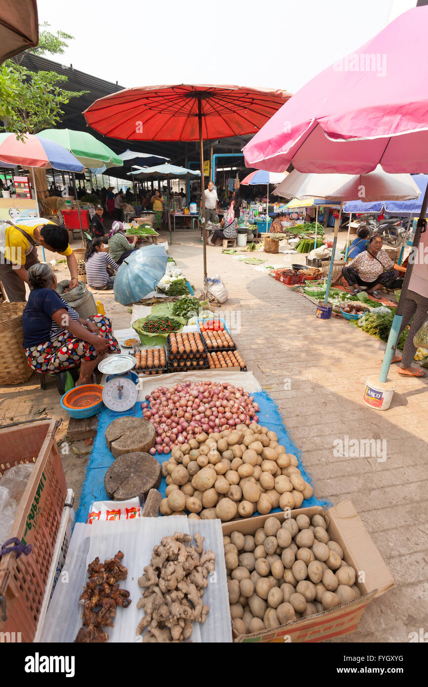 Fruits and vegetables for sale in Myanmar (Burma) a street market Stock ...