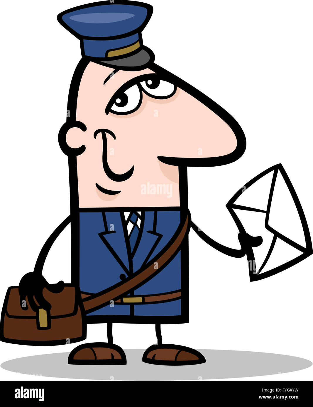 postman with letter cartoon illustration Stock Photo - Alamy
