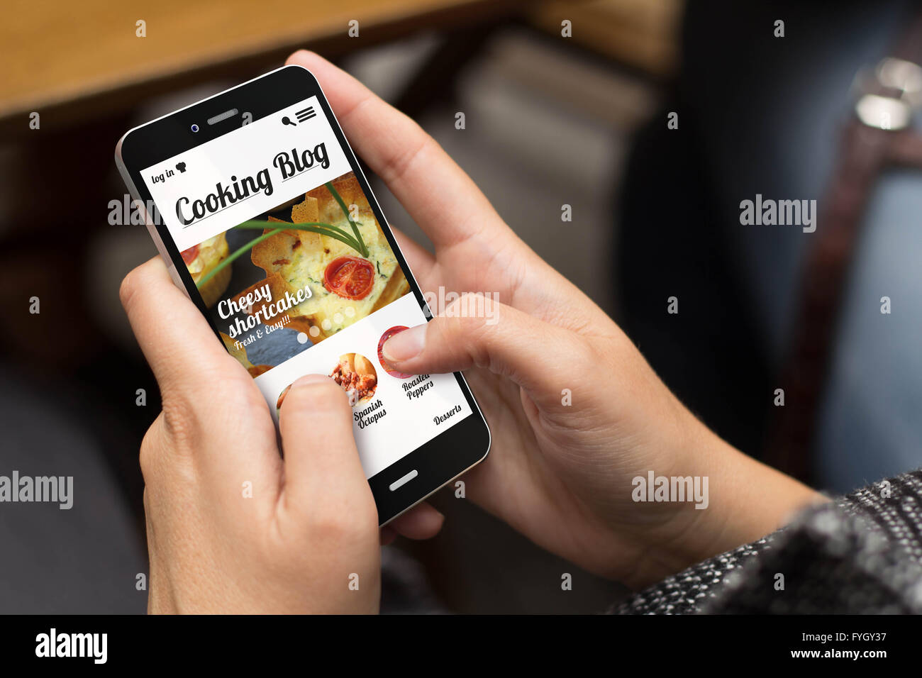 technology and lifestyle concept: girl using a digital generated phone ...