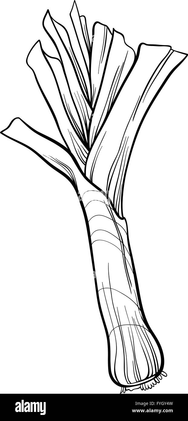 leek vegetable cartoon for coloring book Stock Photo - Alamy