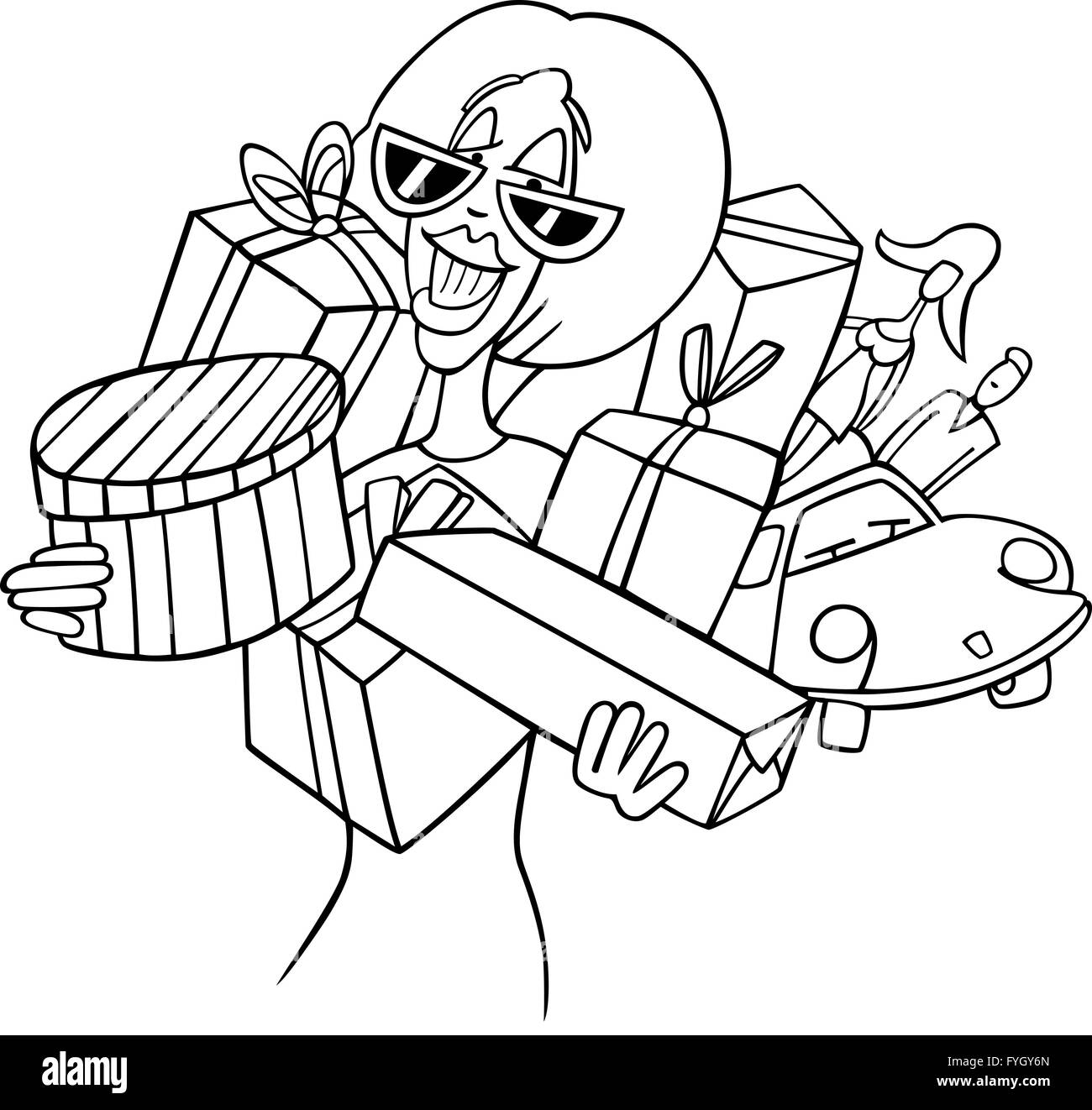 woman doing shopping cartoon illustration Stock Photo - Alamy