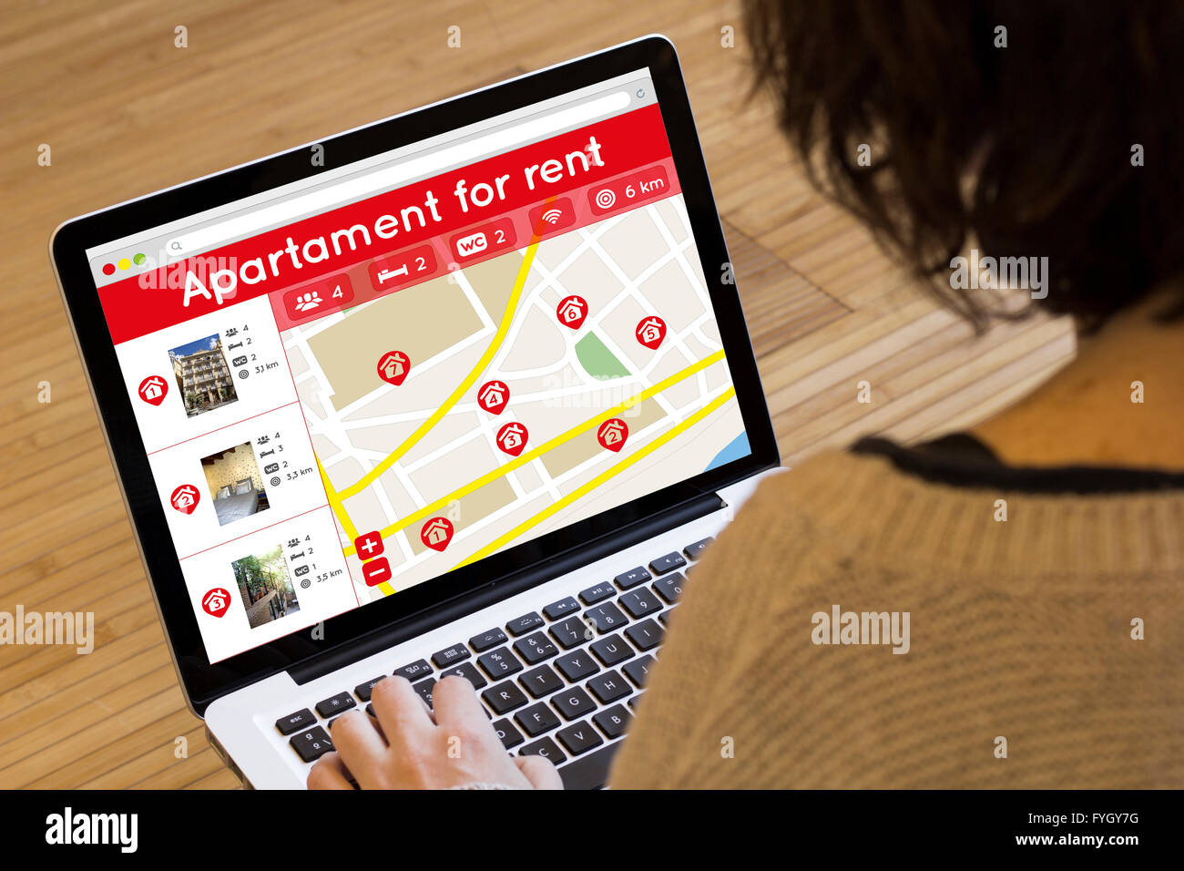 apartment search online concept: house search application on a laptop ...