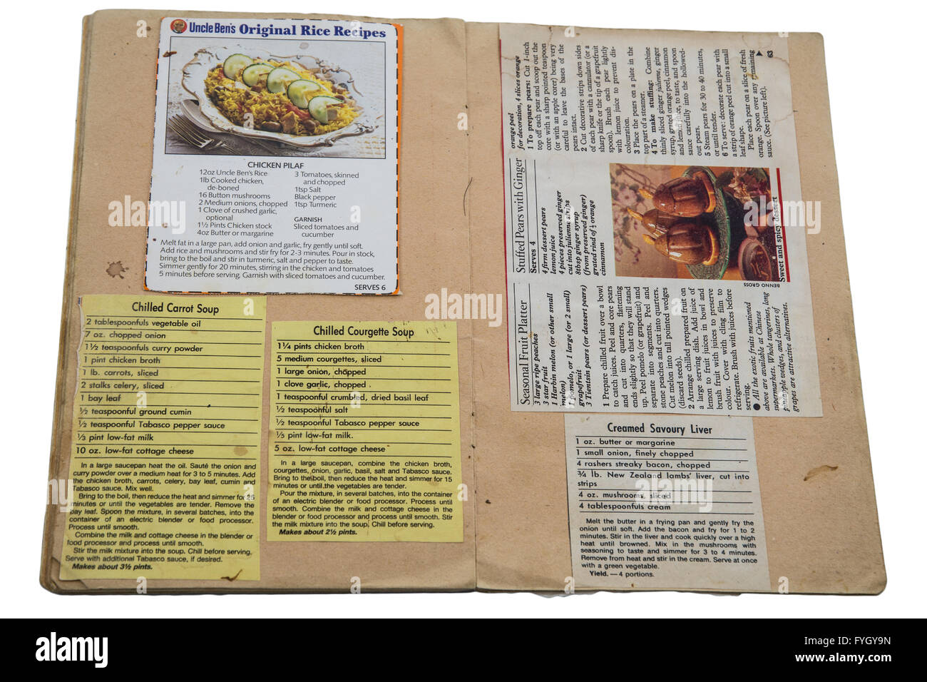 Schwartz scrap book full of antique recipe cuttings Stock Photo - Alamy