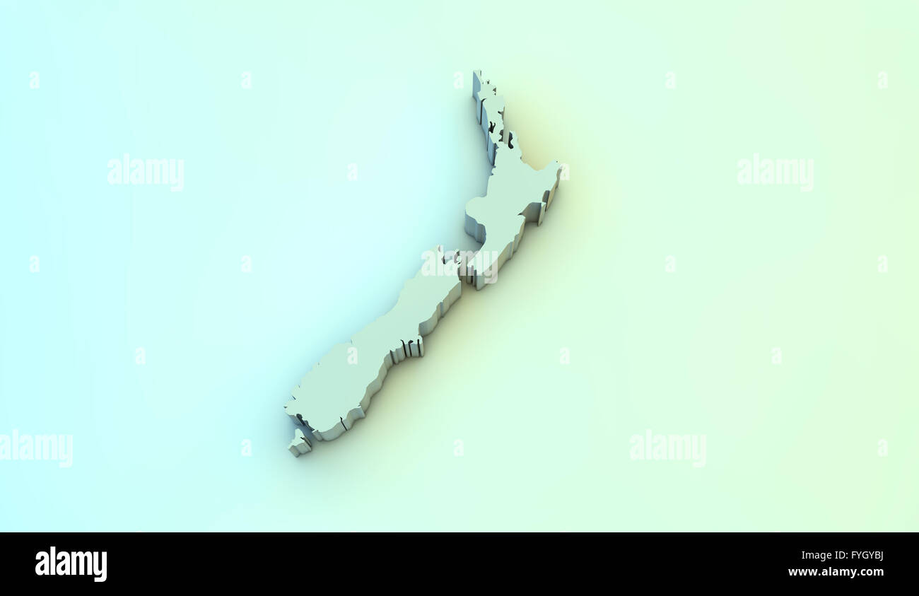 render of a new zealand 3d map Stock Photo - Alamy