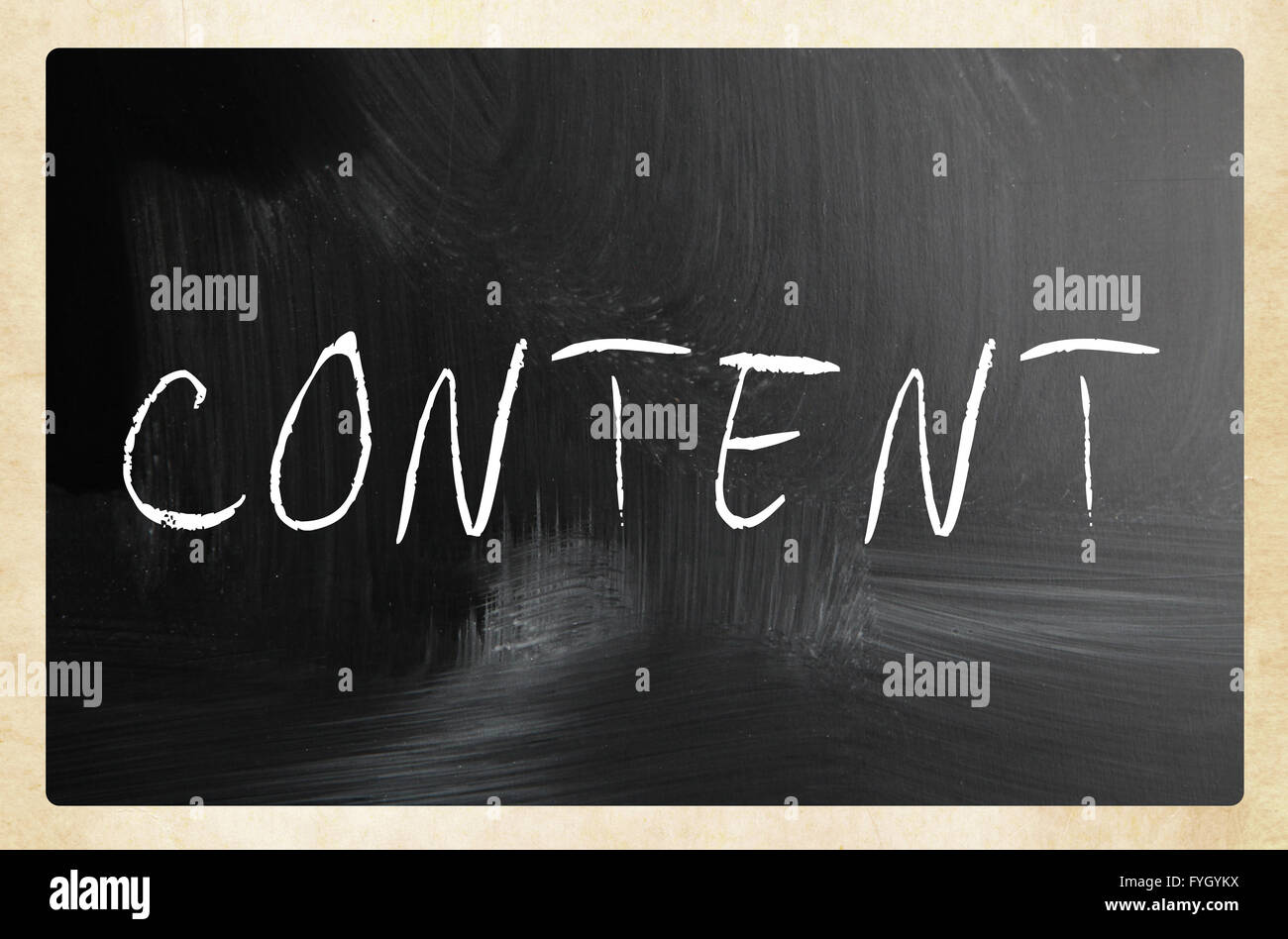 The word Content handwritten with white chalk on a blackboard Stock ...