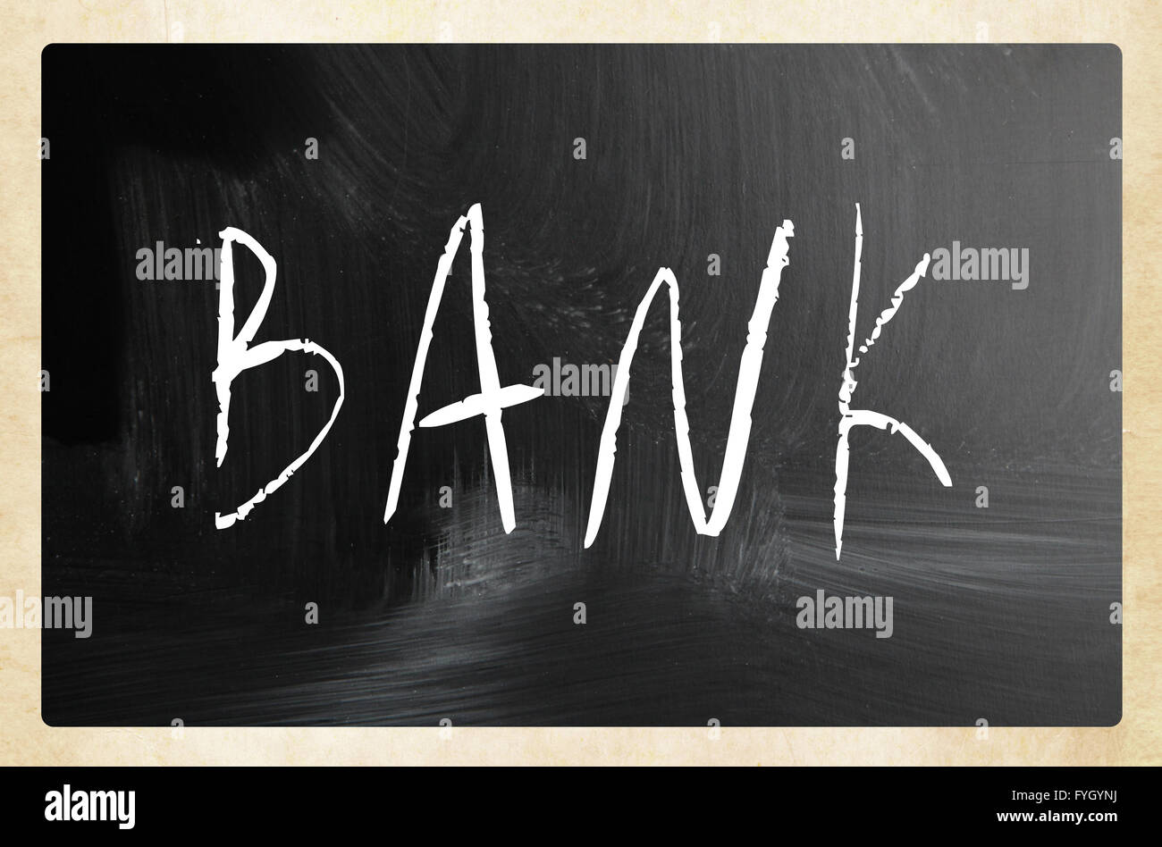 The word Bank handwritten with white chalk on a blackboard Stock Photo ...
