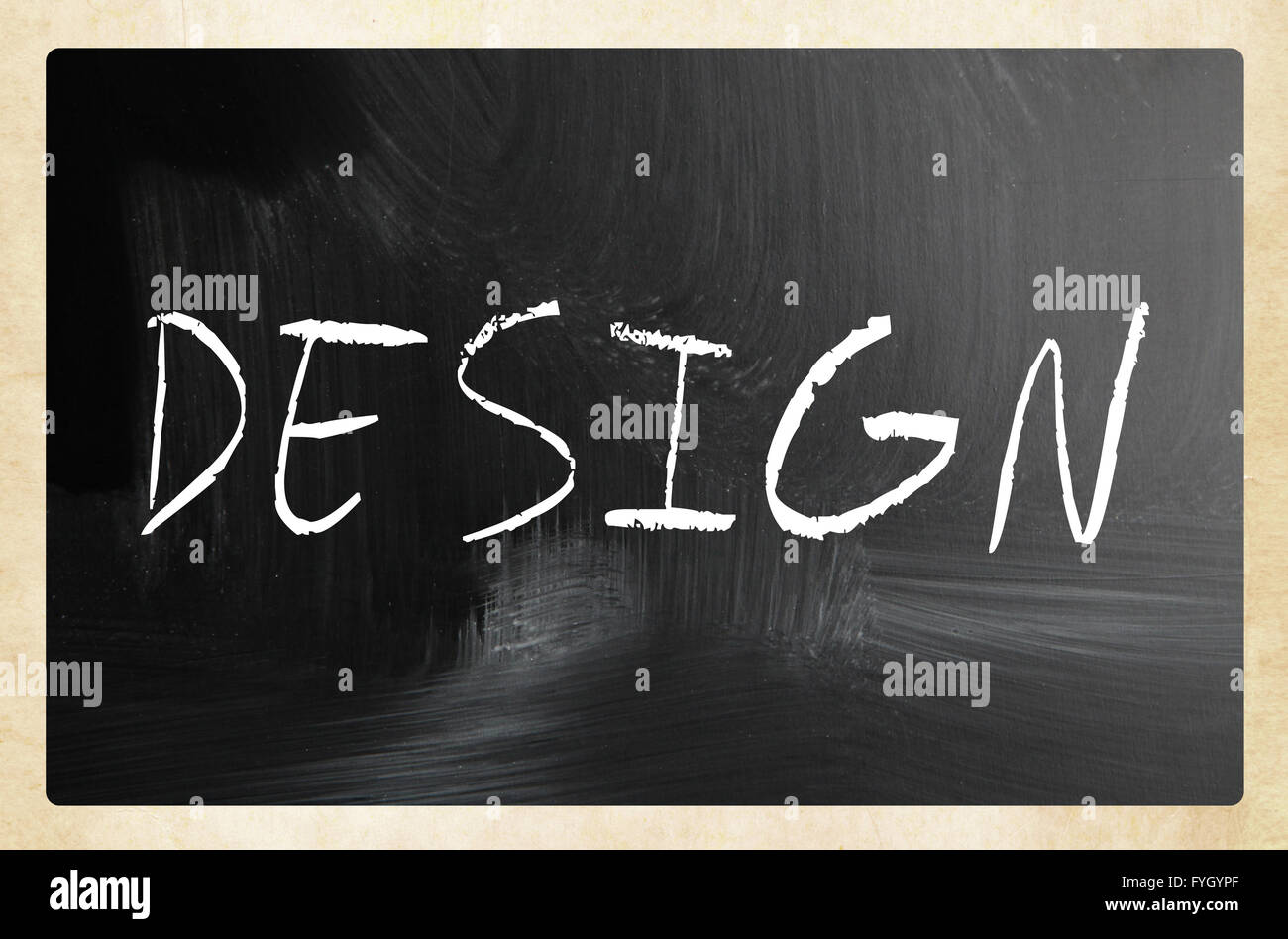 The word Design handwritten with white chalk on a blackboard Stock ...