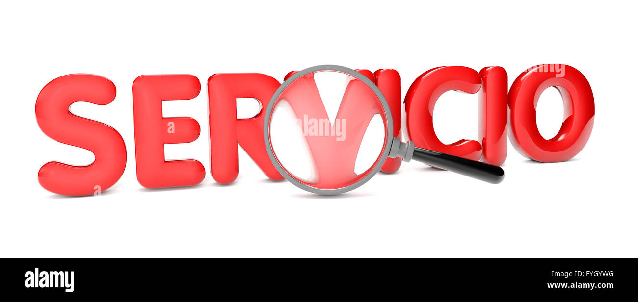 render of the text sevice in spanish isolated on white background Stock ...